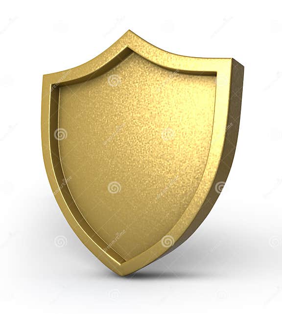 3d Shield Front View, Metal Shield, Golden Shield, 3D Shield Stock ...