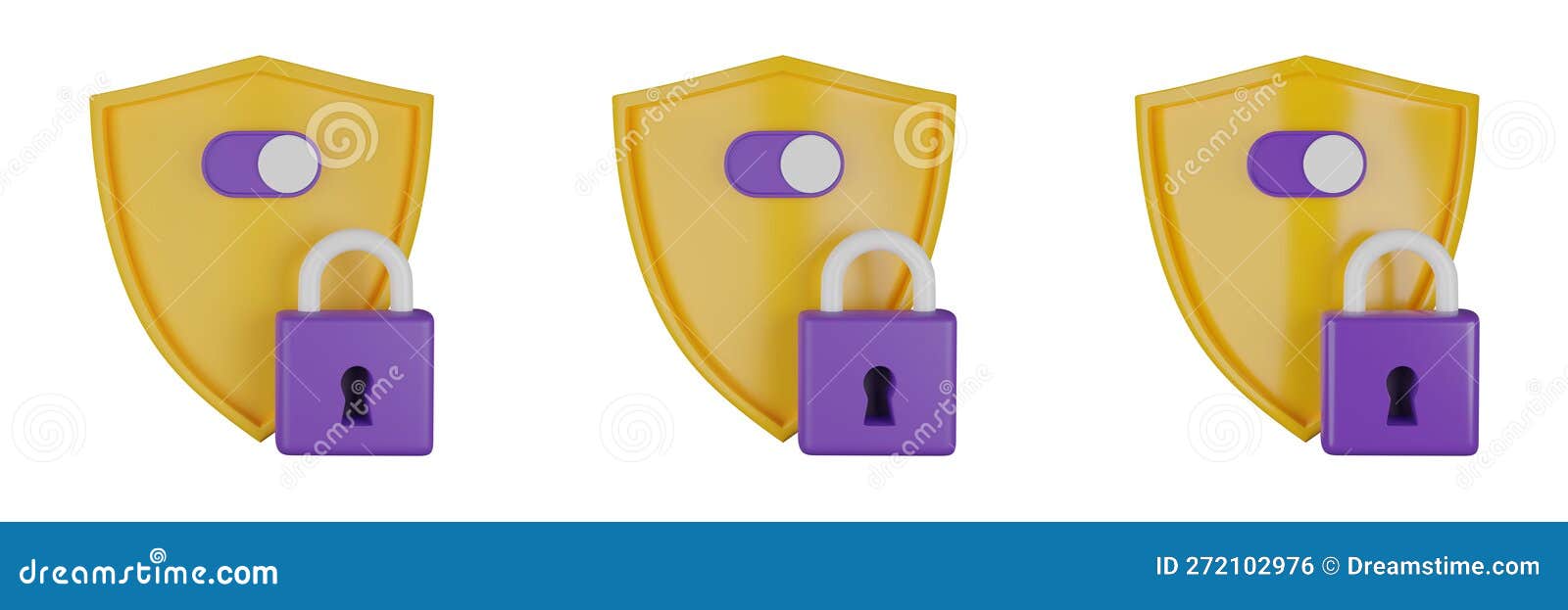3D Shield Secure Icon, Lock Password Authentication Render Concept ...