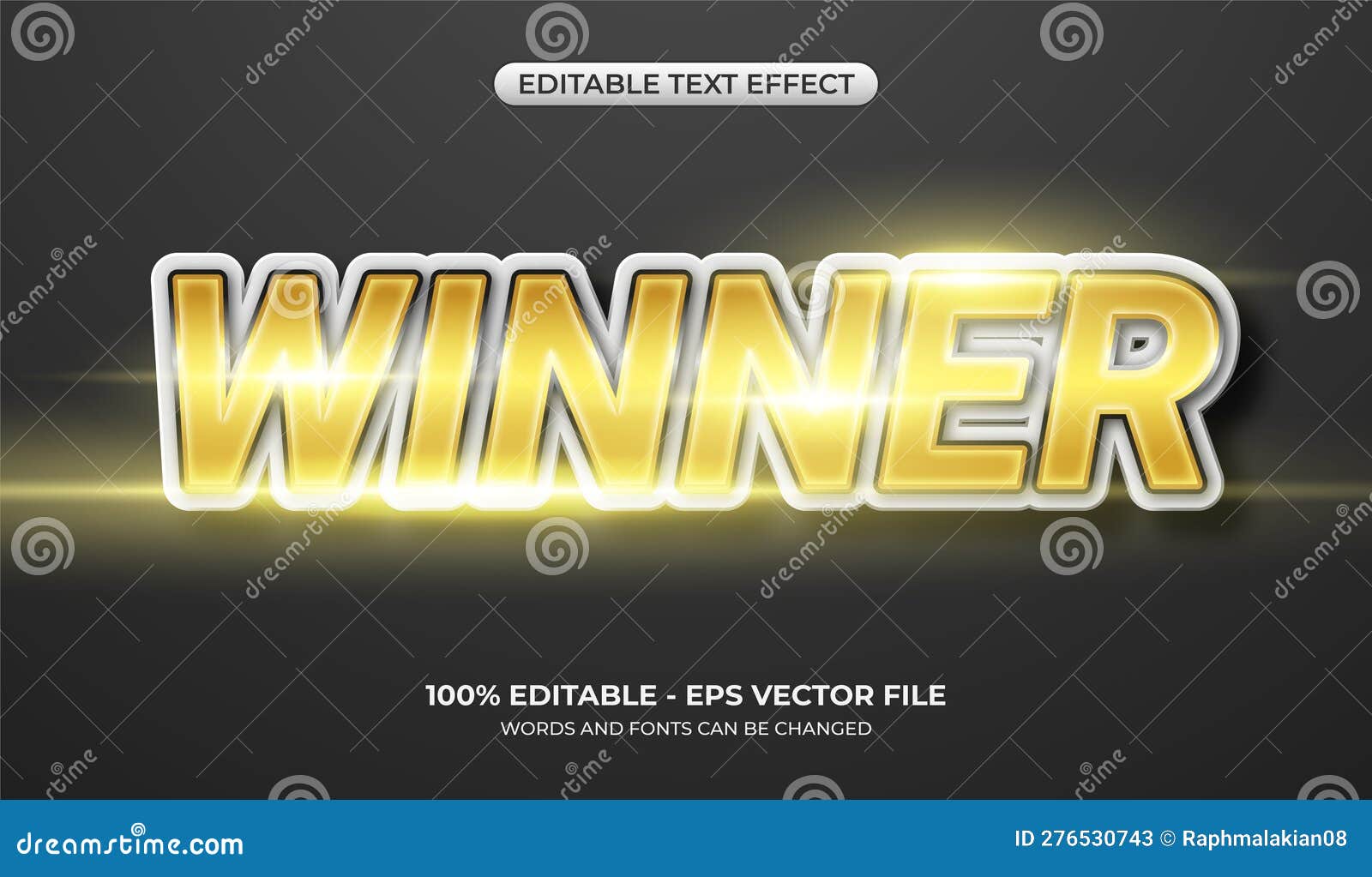 3d Shining Winner Text Effect. Editable Luxurious Gold Text Effect ...