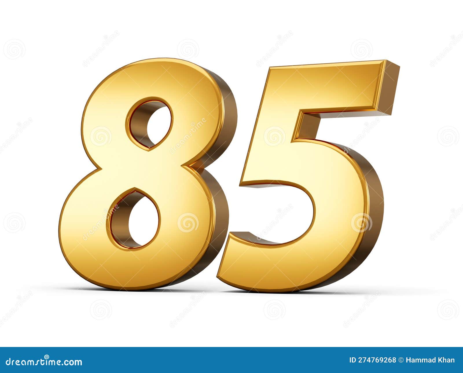3d Shiny Gold Number 85, Eighty Five 3d Gold Number Isolated on White ...