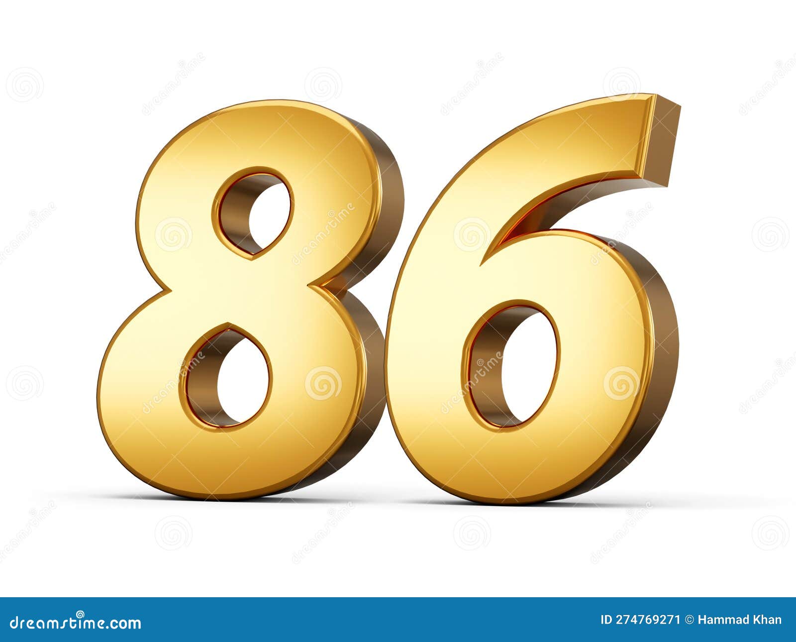 3d Shiny Gold Number 86, Eighty Six 3d Gold Number Isolated on White ...