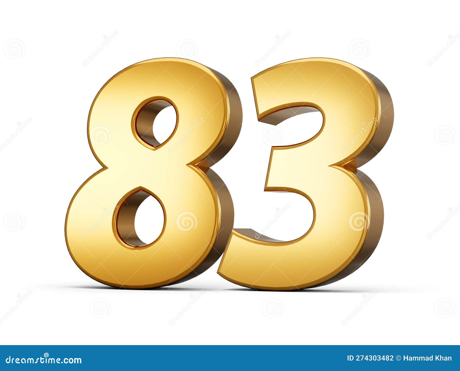 3d Shiny Gold Number 83, Eighty Three 3d Gold Number Isolated on White ...