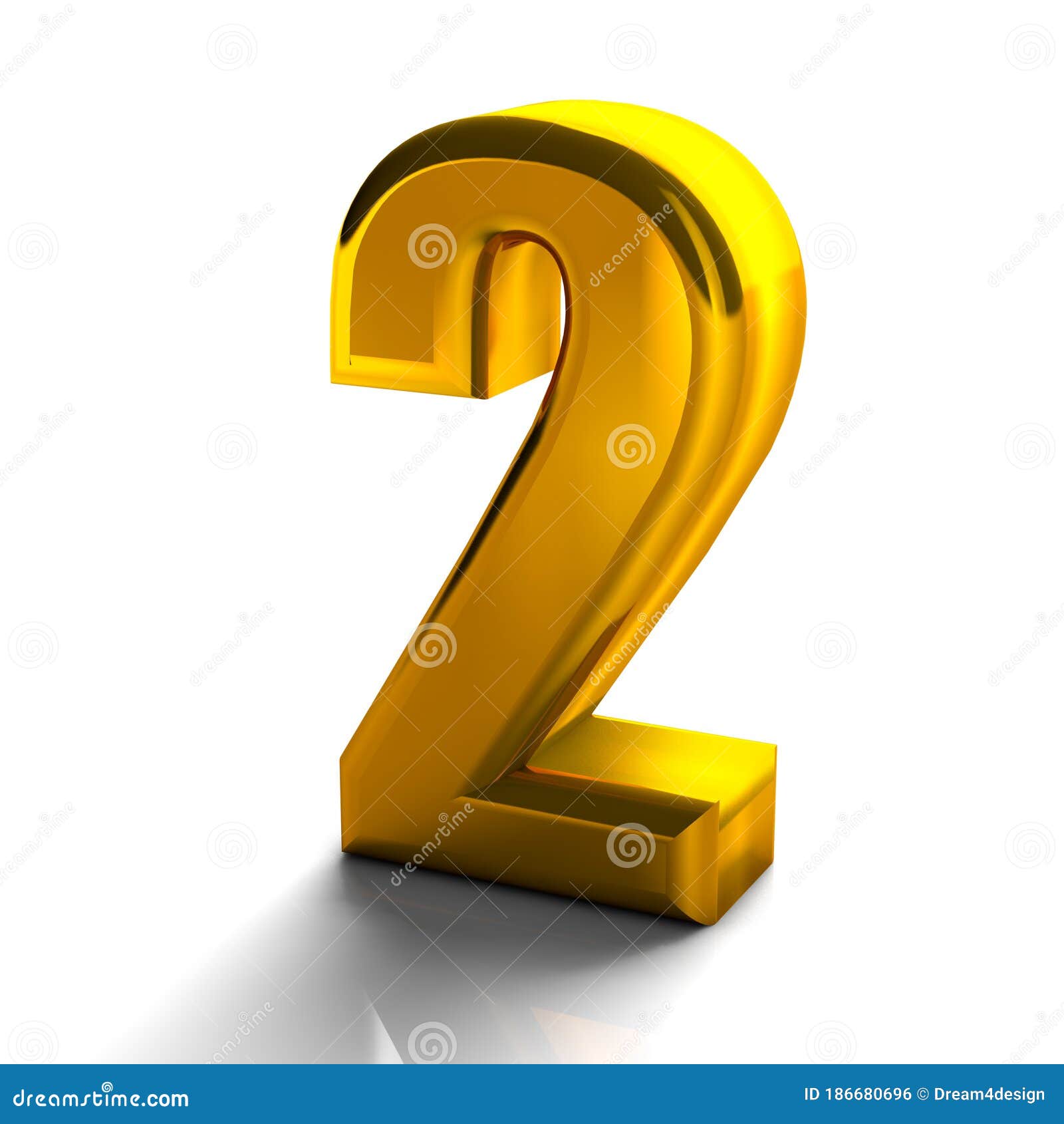 3d Shiny Golden Number 2 Two Collection, High Quality 3d Render ...