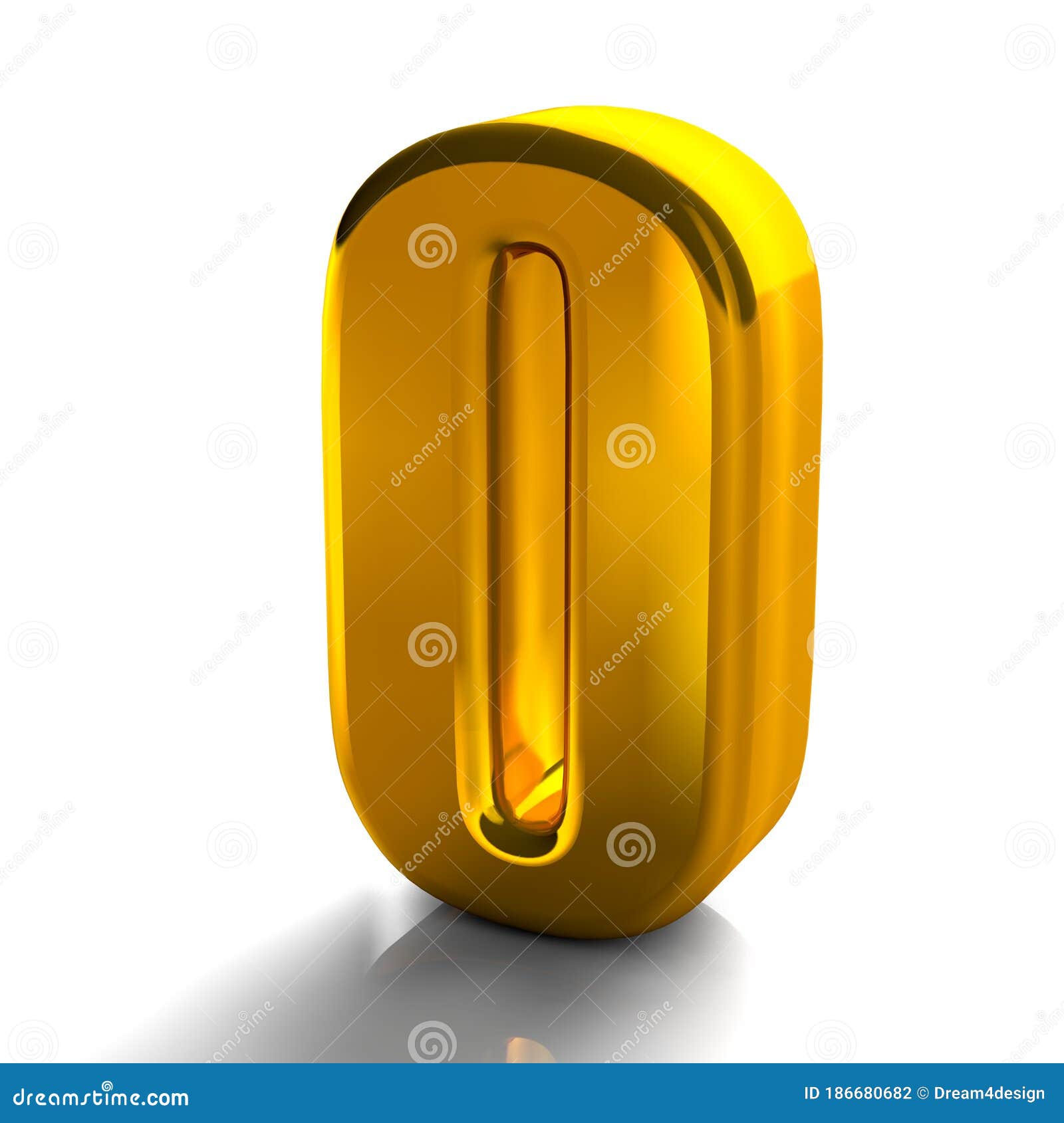 3d Shiny Golden Number 0 Zero Collection, High Quality 3d Render ...