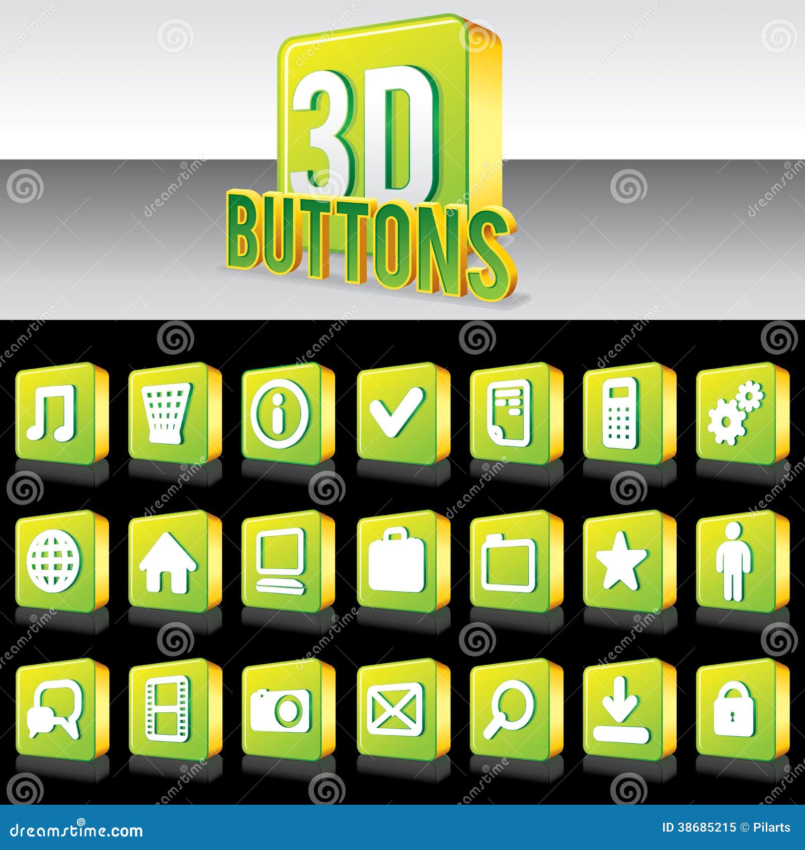 3D Shiny Green Buttons for Website or Apps. Vector Stock Vector ...