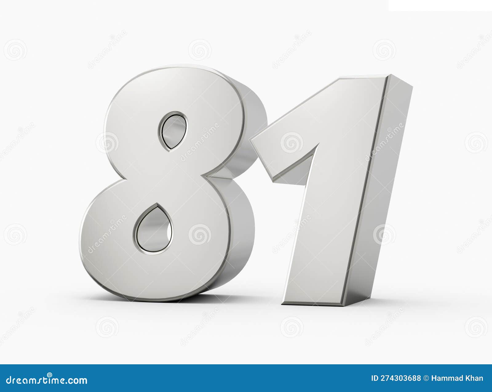 3d Shiny Silver Number 81, Eighty One 3d Silver Number Isolated on ...