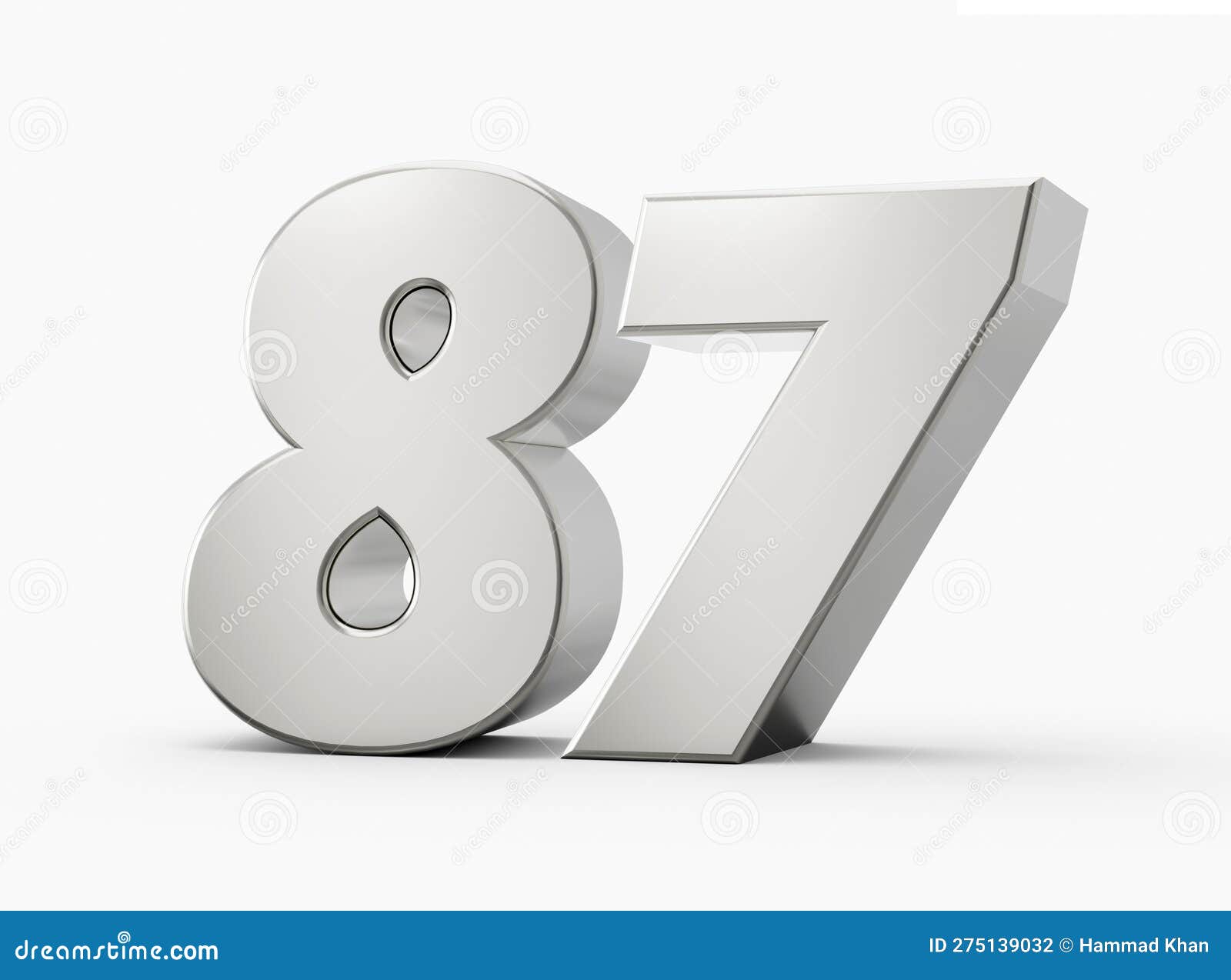 3d Shiny Silver Number 87 Eighty Seven 3d Silver Number Isolated on ...