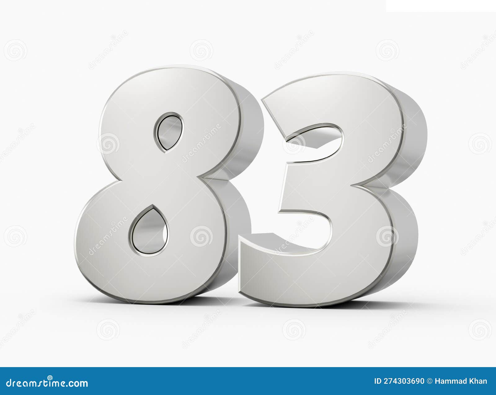 3d Shiny Silver Number 83 Eighty Three 3d Silver Number Isolated on ...