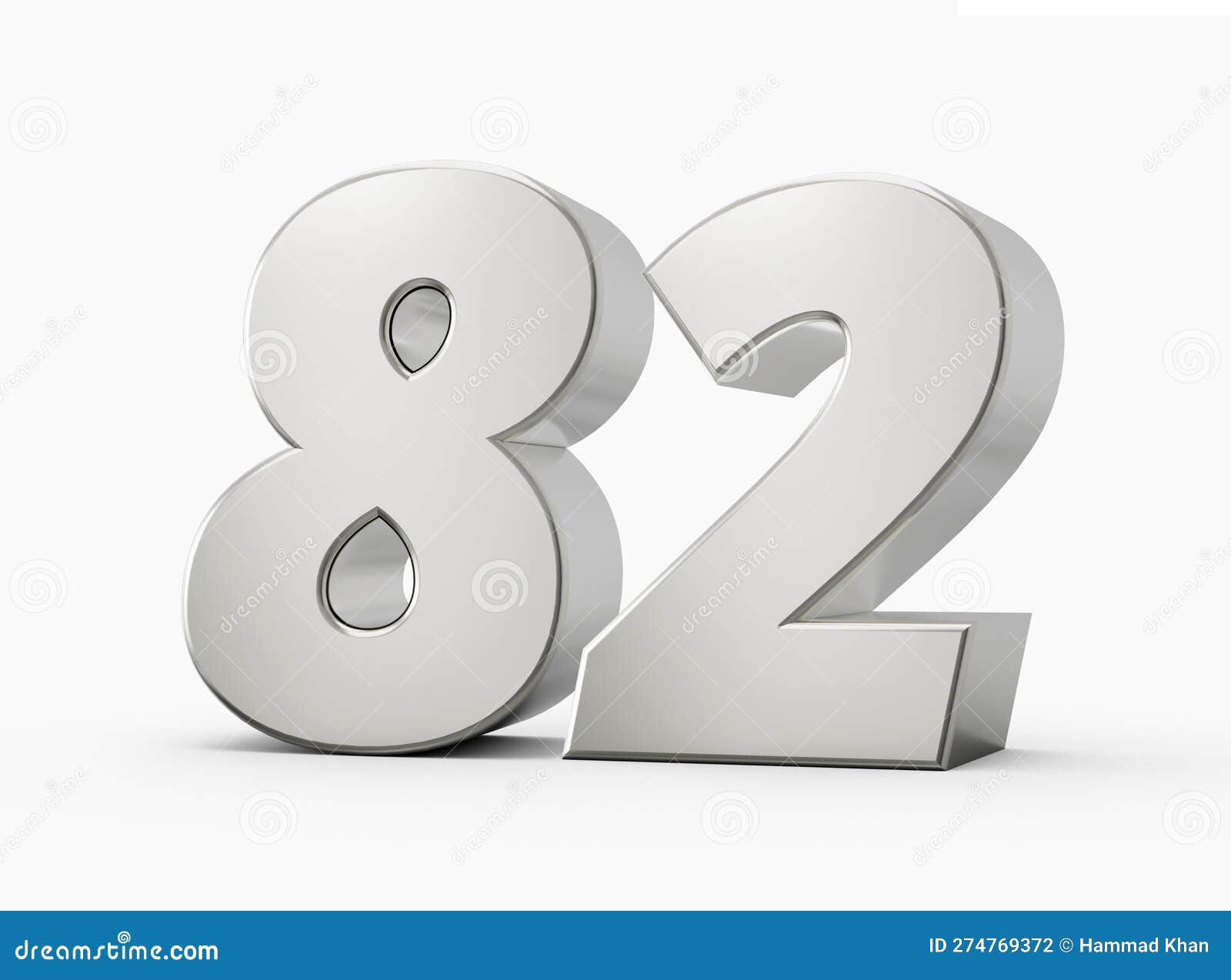 3d Shiny Silver Number 82, Eighty Two 3d Silver Number Isolated on ...