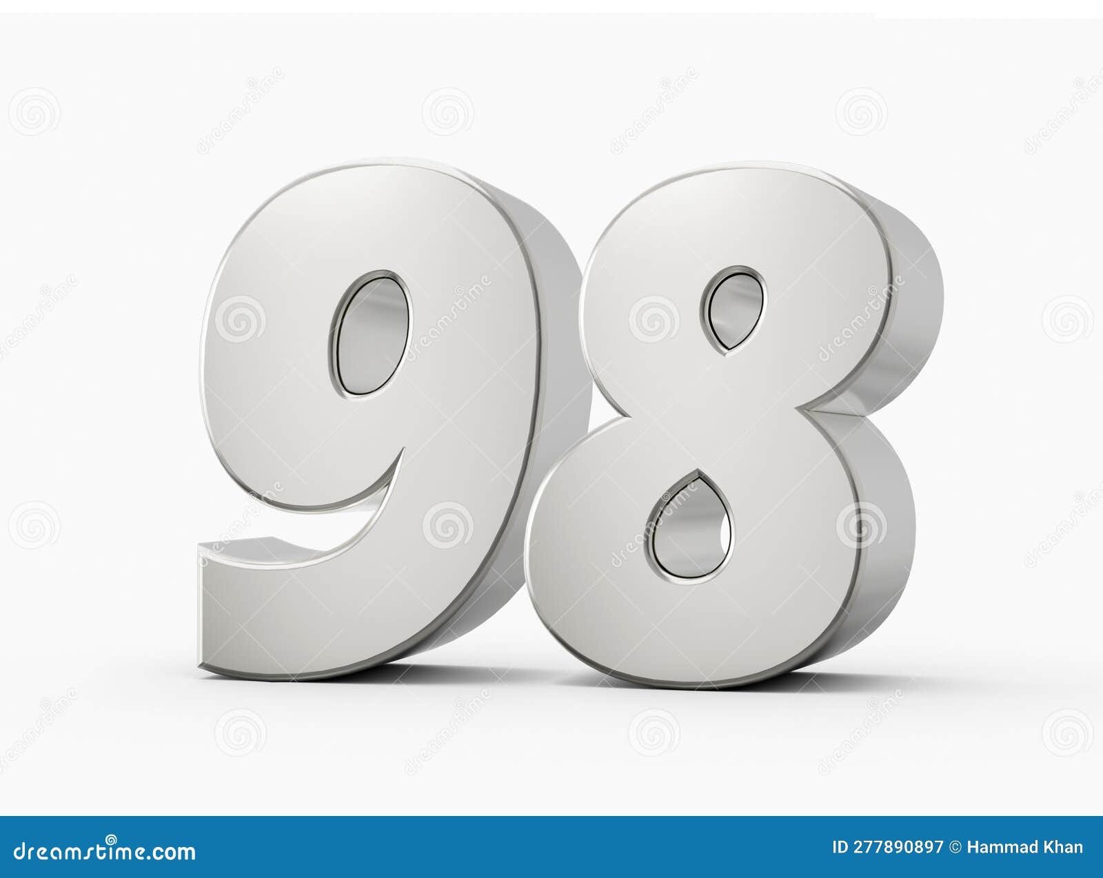 3d Shiny Silver Number 98 Ninety Eight 3d Silver Number Isolated on ...