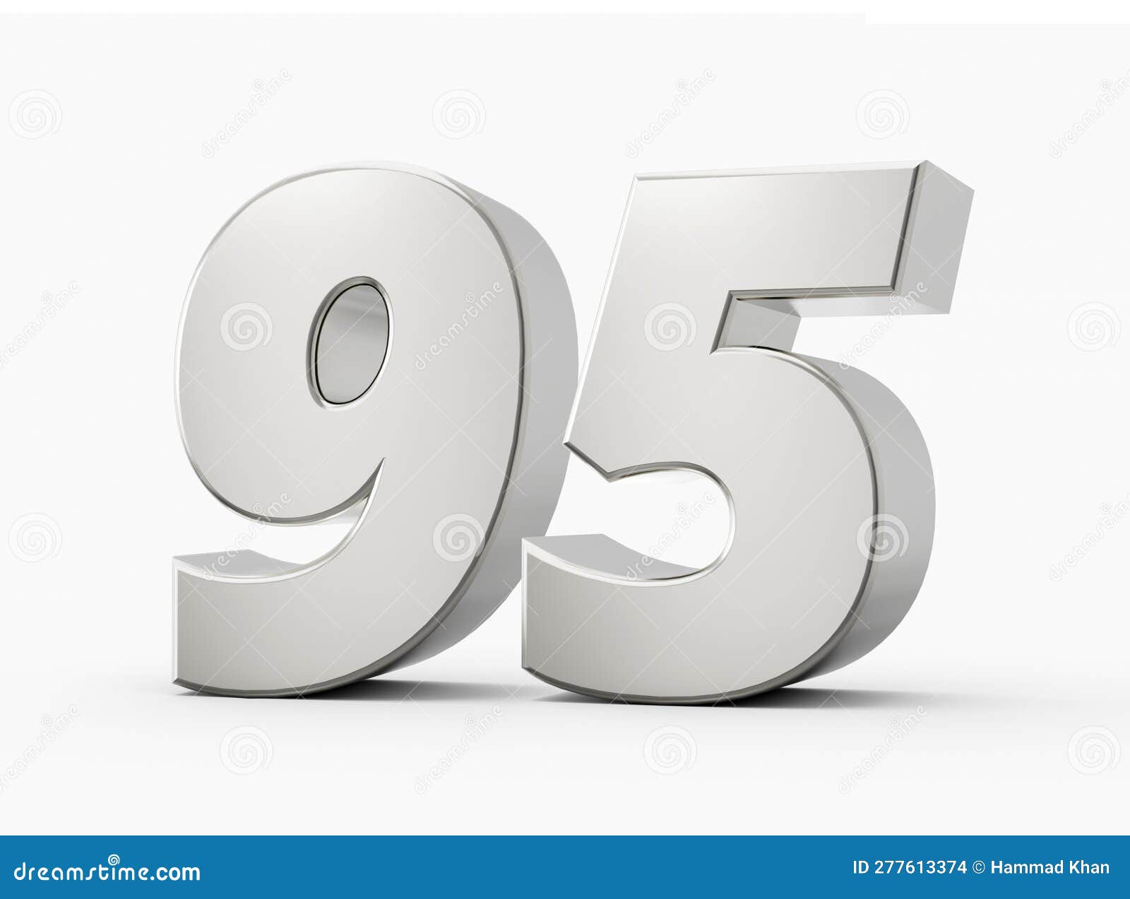 3d Shiny Silver Number 95 Ninety Five 3d Silver Number Isolated on ...