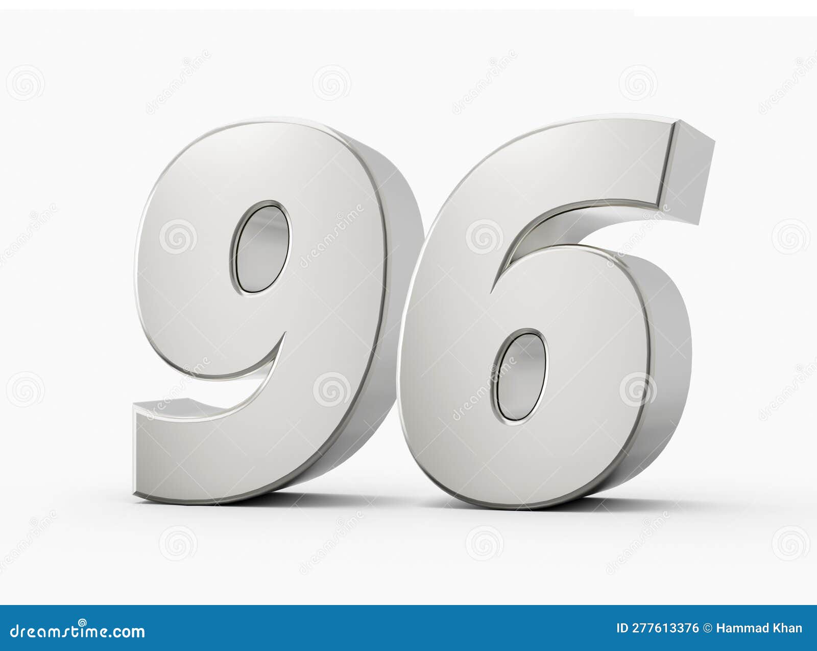 3d Shiny Silver Number 96 Ninety Six 3d Silver Number Isolated on White ...