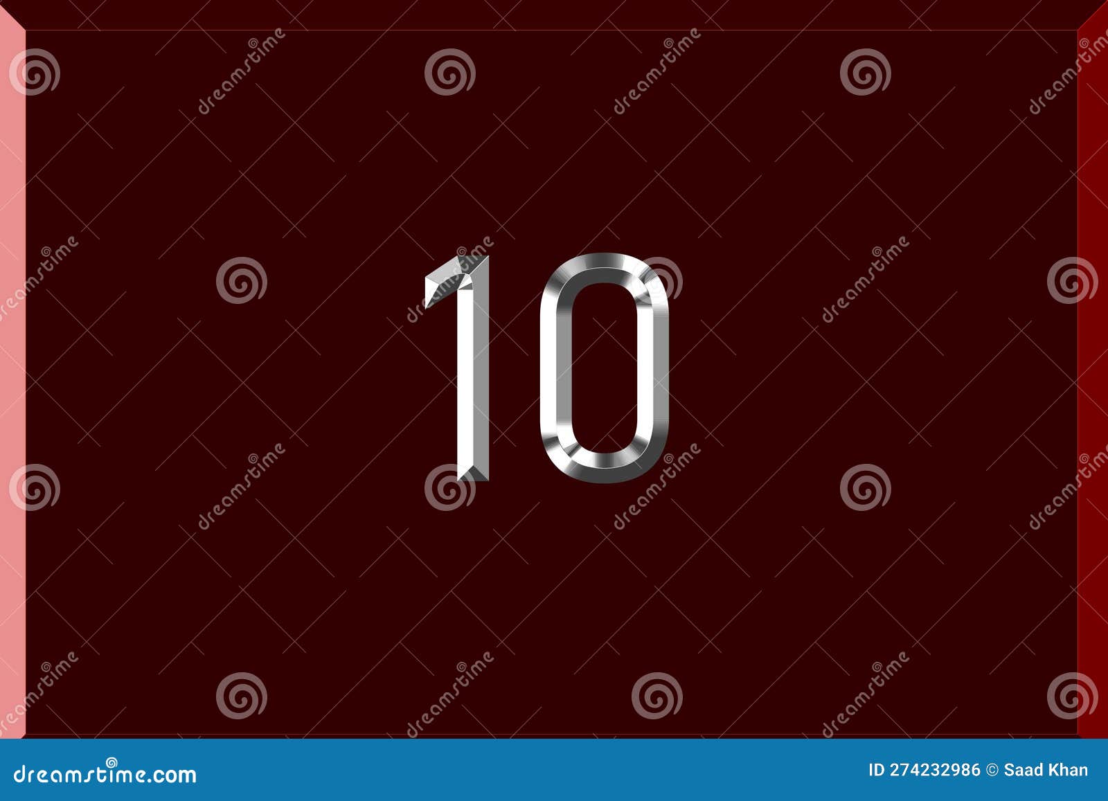 3d Shiny Silver Number with Red Background Collection - 10 Stock ...