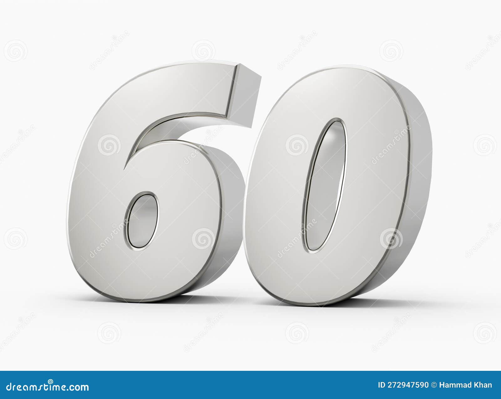 3d Shiny Silver Number 60, Sixty 3d Silver Number Isolated on White ...