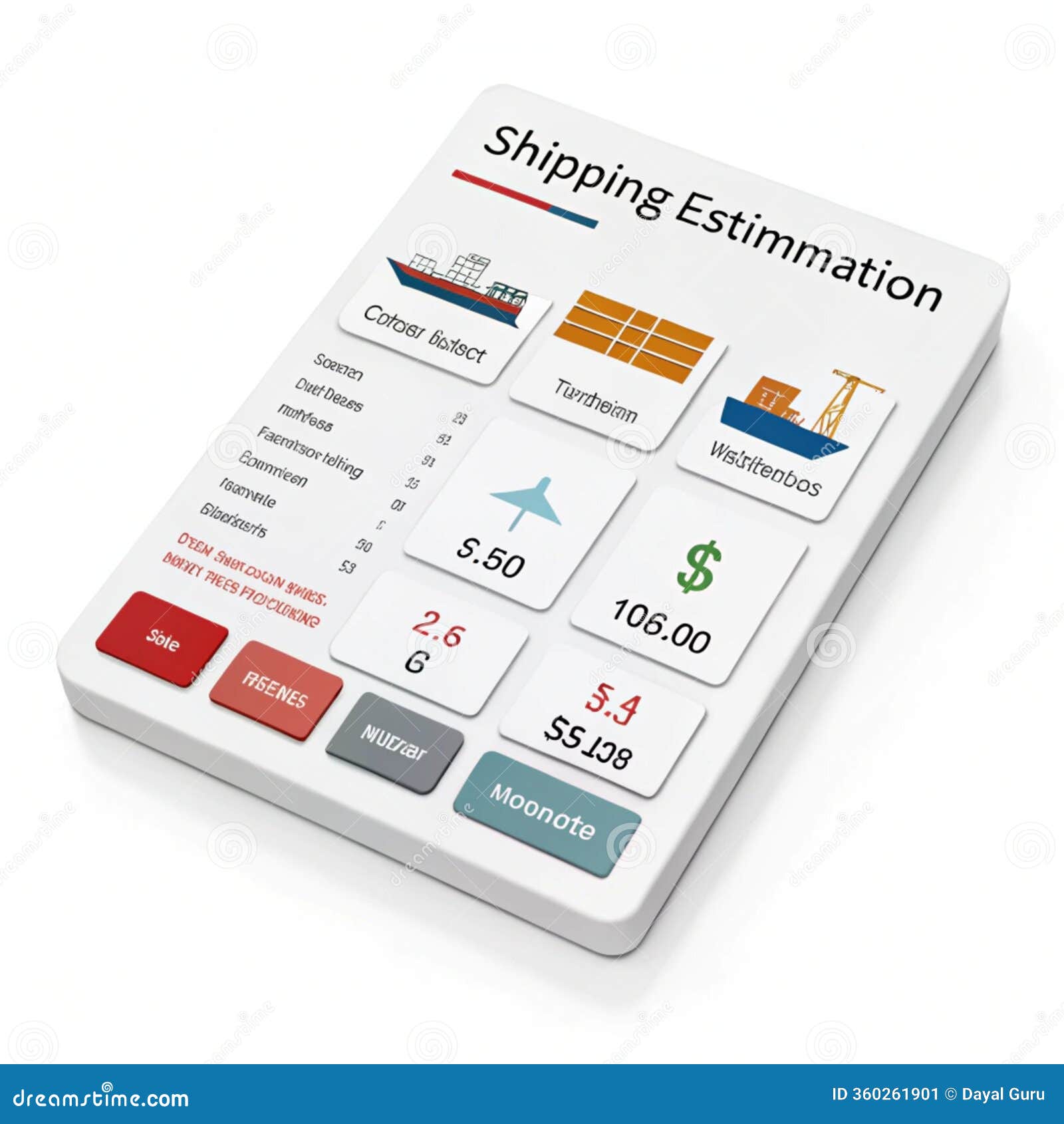 3D Shipping Estimation Illustration Isolated on White Background Stock ...