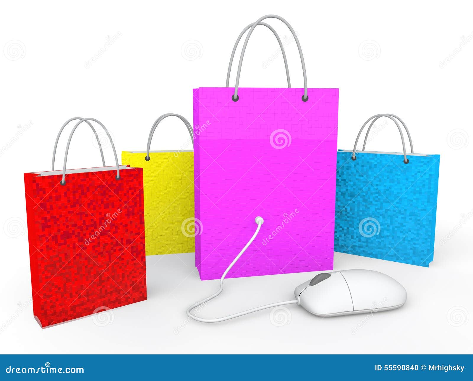 3d shopping bags and mouse stock illustration. Illustration of mouse ...