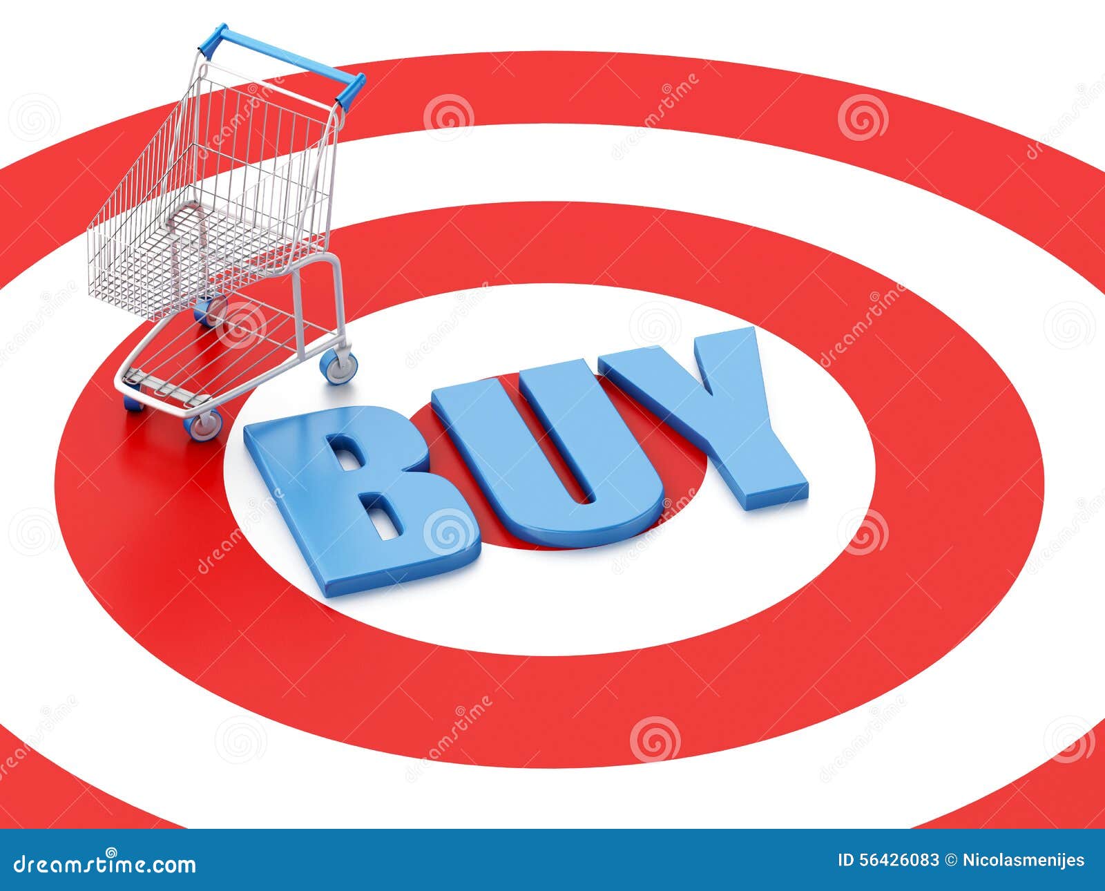 3d Shopping Cart on Target. E-commerce Concept Stock Illustration ...