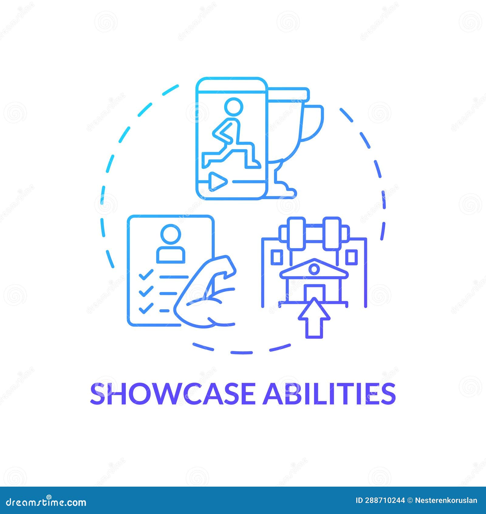 2D Showcase Abilities Gradient Thin Line Icon Concept Stock Vector ...