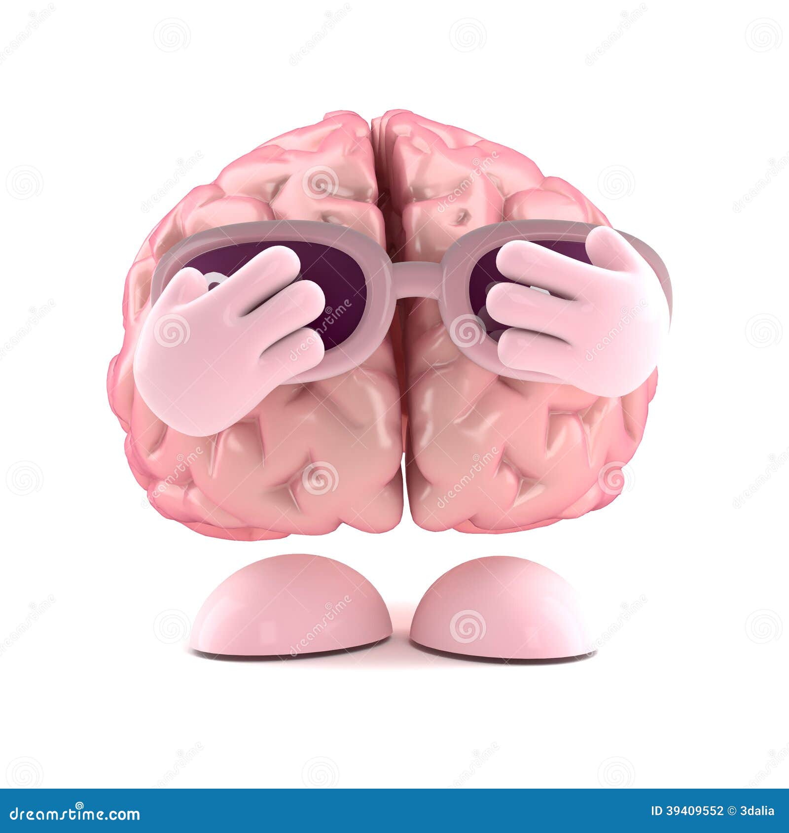 3d Shy brain stock illustration. Illustration of hide - 39409552