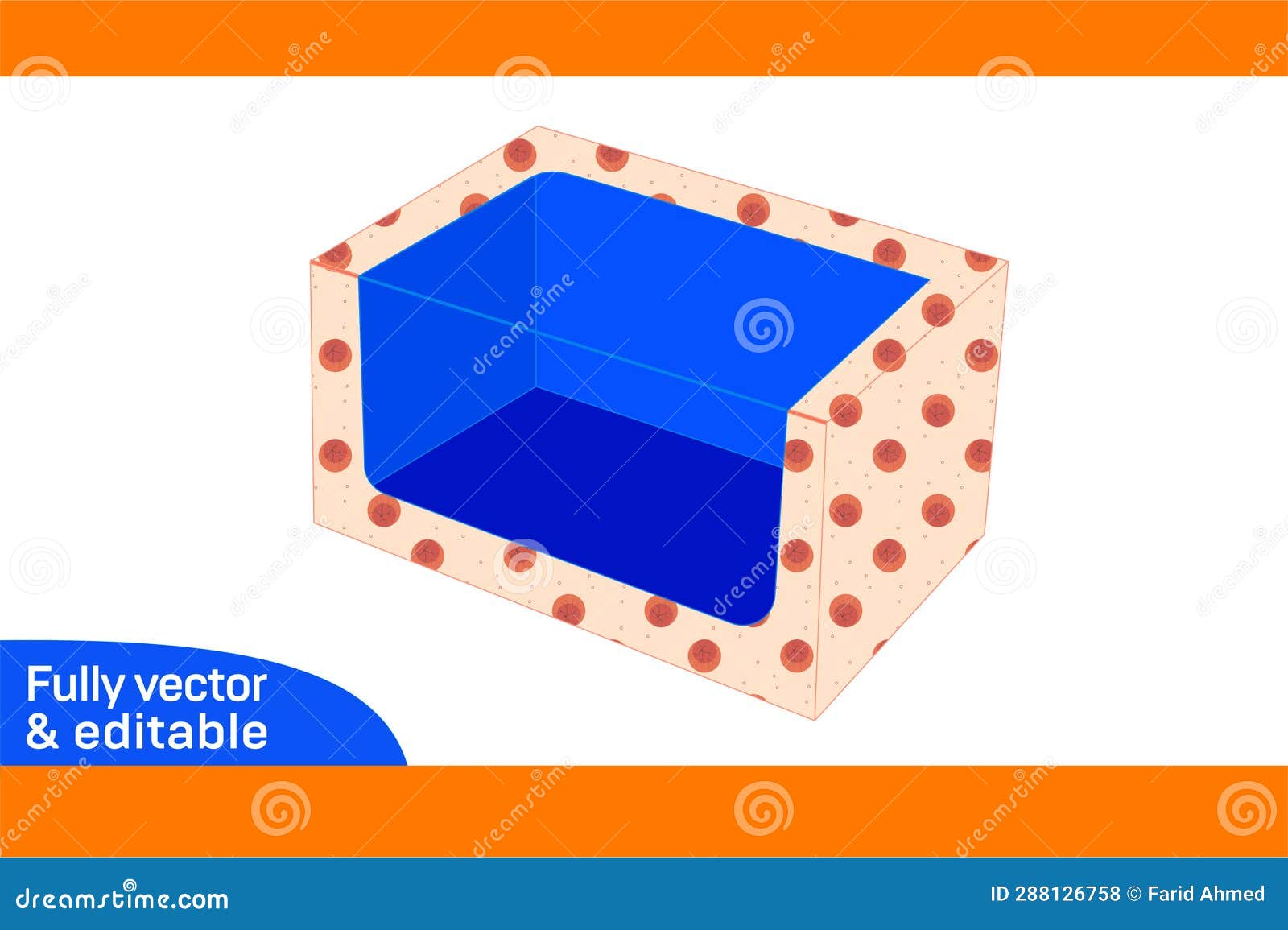 2D Side Display Box, Die Line Template And 3D Box Colour Changeable And ...