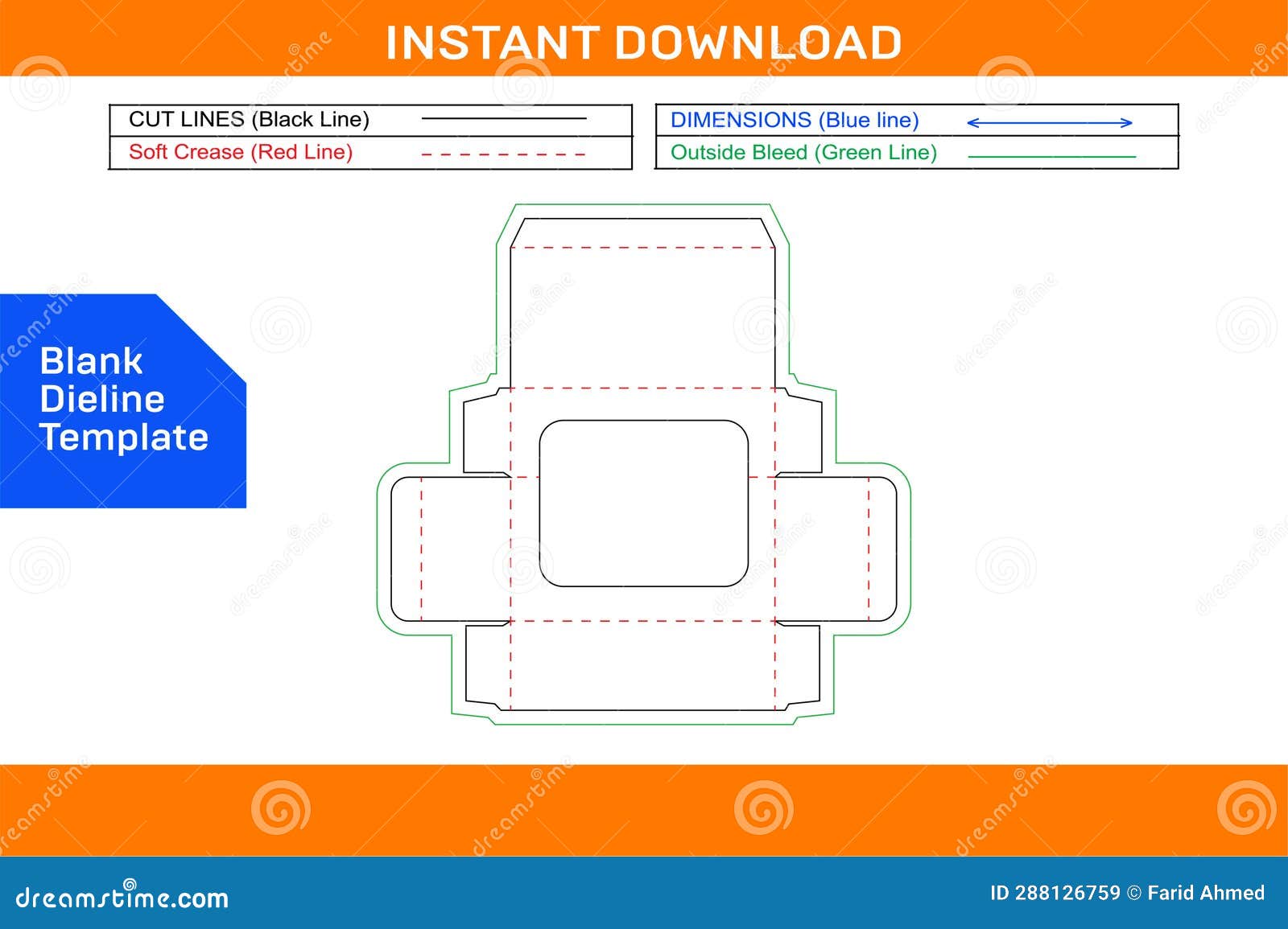 2D Side Display Box, Die Line Template And 3D Box Colour Changeable And ...