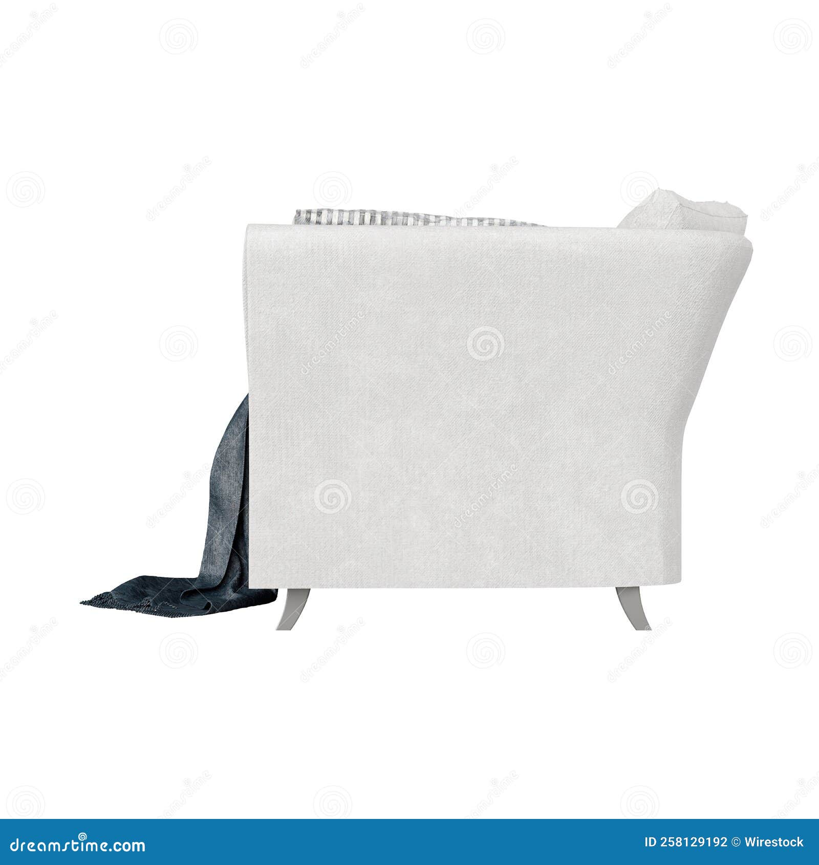 3D Side View of a Modern Sofa with Pillows on a White Background Stock ...