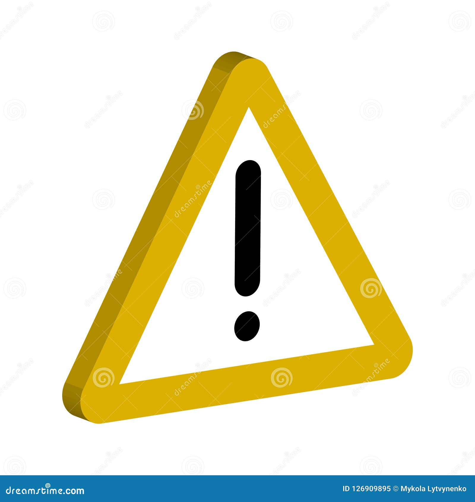 3D Sign Of The Notifications, Yellow Triangle And An Exclamation Point ...