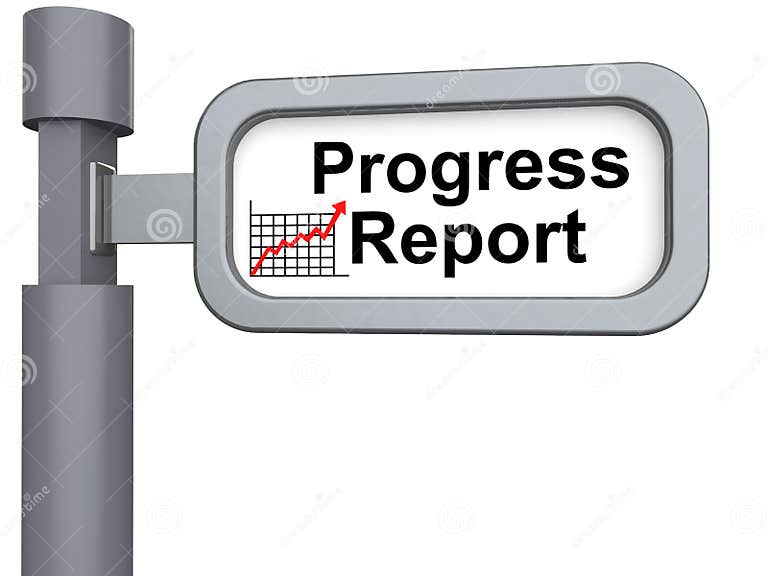 3d Signpost with Words Progress Report Stock Illustration ...