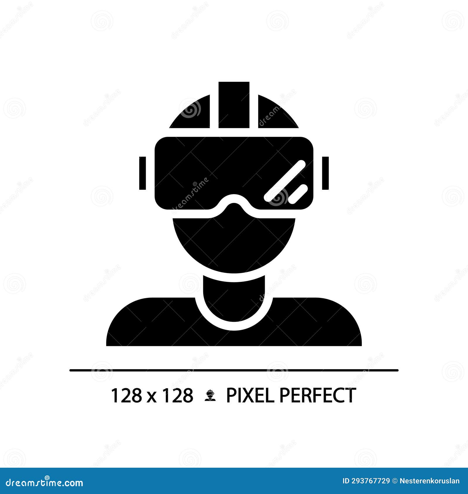 2D Silhouette Glyph Style Virtual Reality Simulator Icon Stock ...