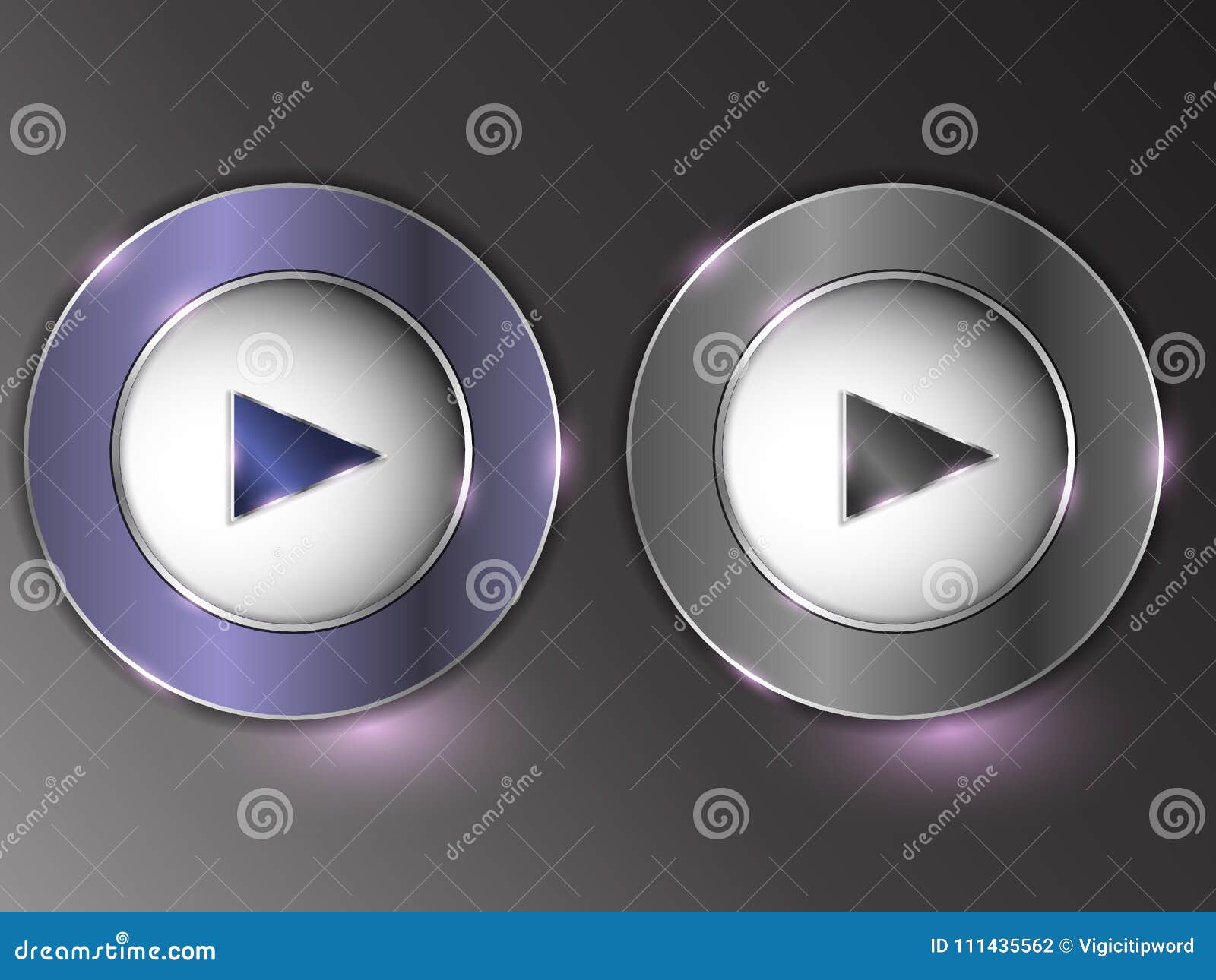 3d Silver Button on Gray Background Stock Vector - Illustration of ...
