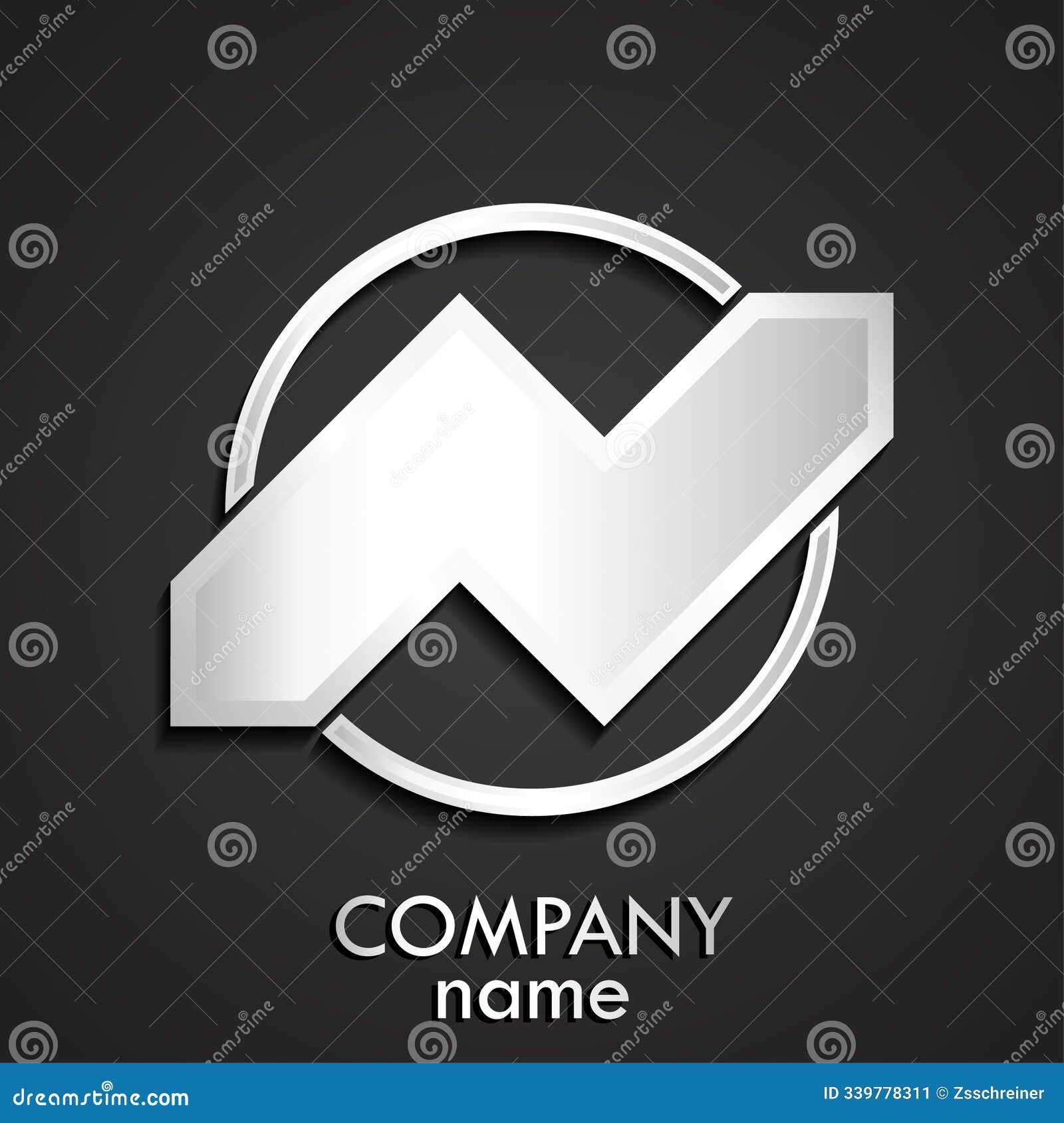 Silver Geometric Symbol Of Circle And Triangel Op Art Logo Vector ...