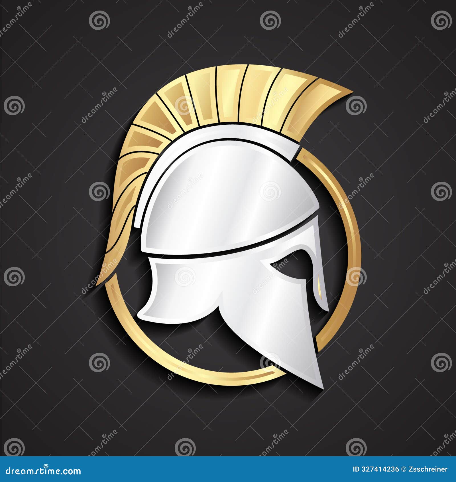 3d Silver Gold Corinthian Helmet Logo Stock Illustration - Illustration ...