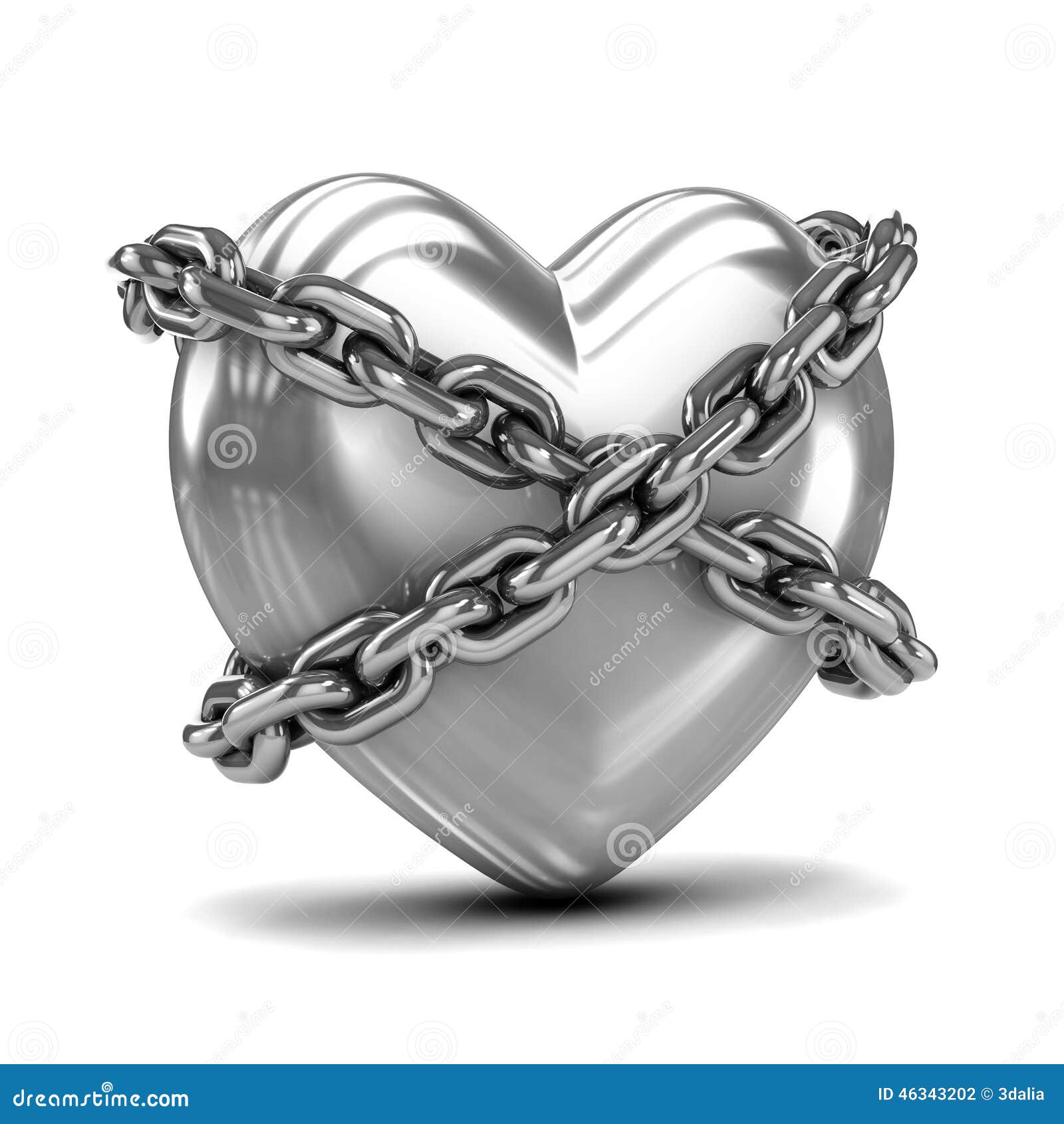 3d Silver Heart Bound by Chains Stock Illustration - Illustration of ...