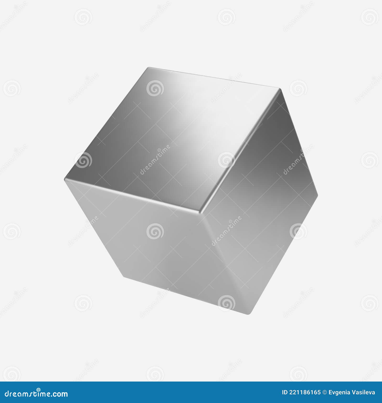 3d Silver Metal Cube Isolated on Light Background. Render a Rotating ...