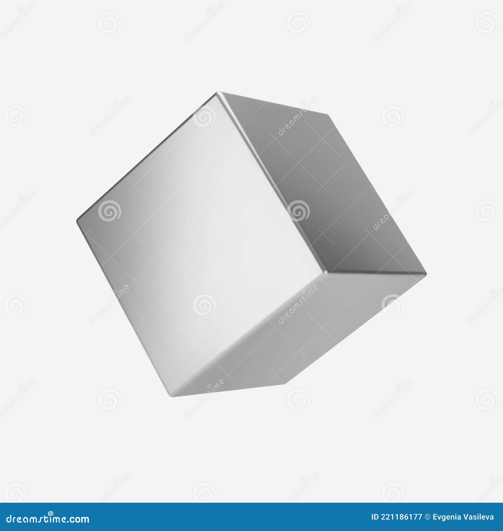 3d Silver Metal Cube Isolated on Light Background. Render a Rotating ...