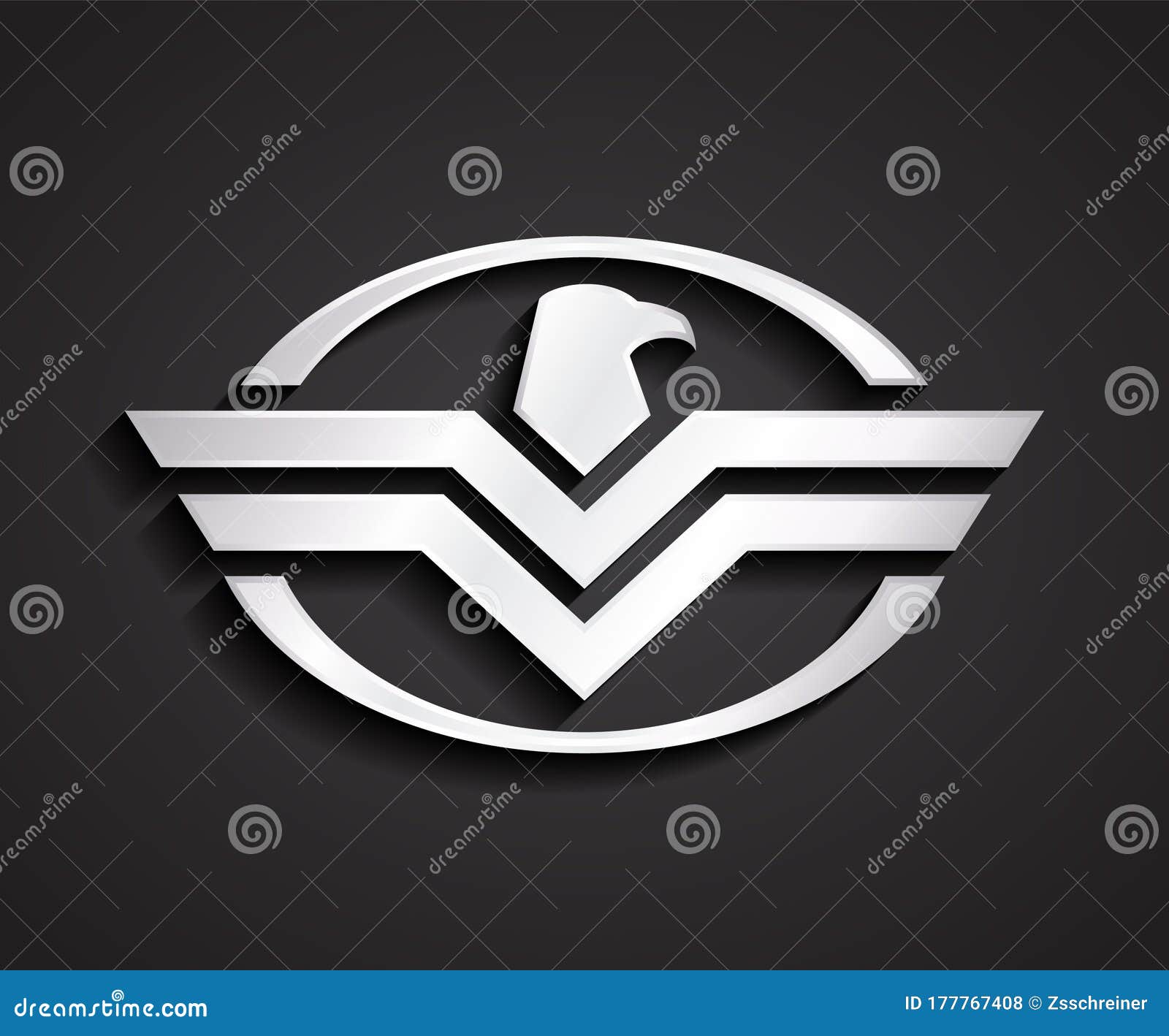 3d Silver Metal Decorative Stylized Eagle Logotype Stock Vector ...
