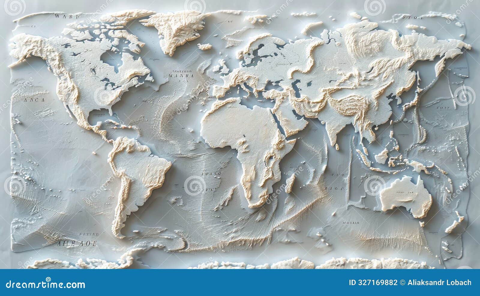 3D Silver Metallic Embossed World Map. Silver World Map Stock Photo ...