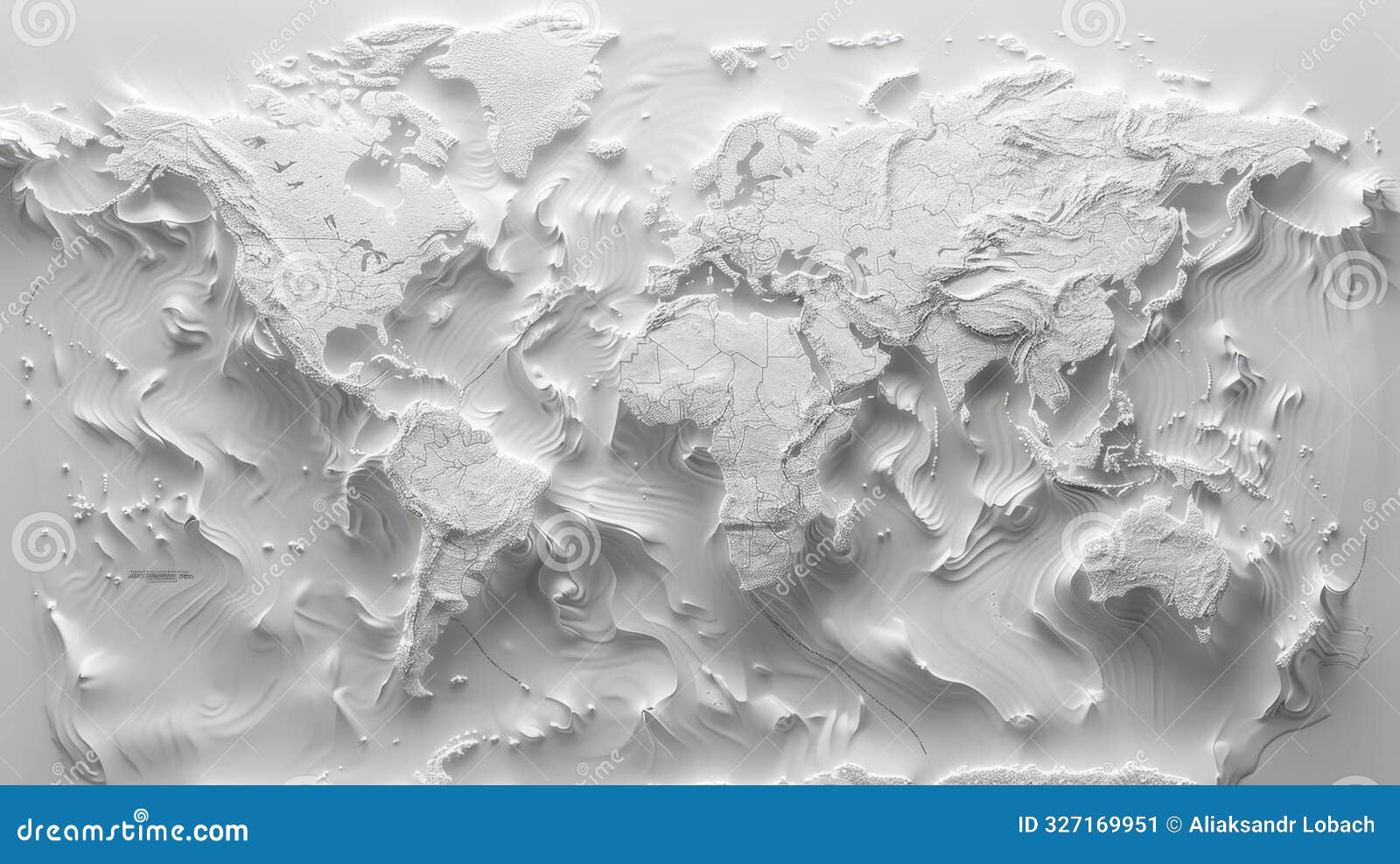 3D Silver Metallic Embossed World Map. Silver World Map Stock Image ...