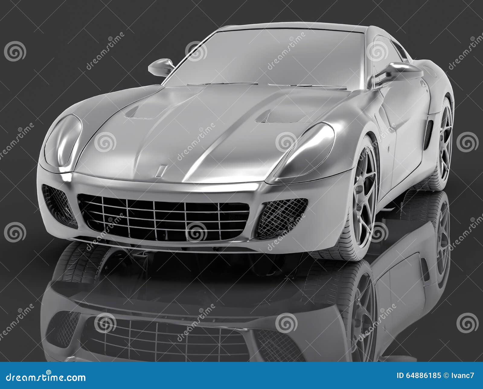 3D Silver Sport Car stock illustration. Illustration of silver - 64886185