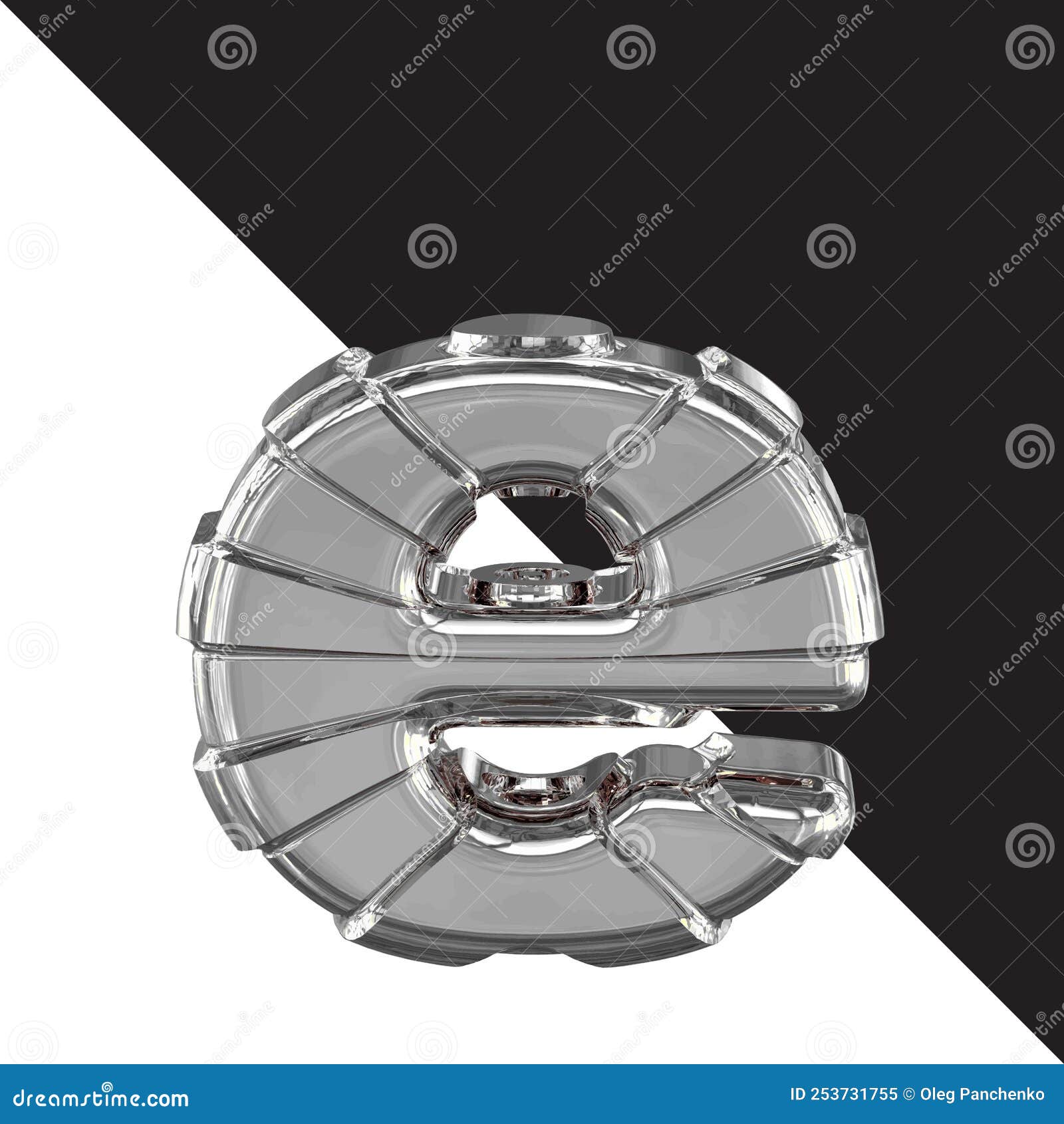 Silver 3d Symbol with Straps. Letter E Stock Vector - Illustration of ...