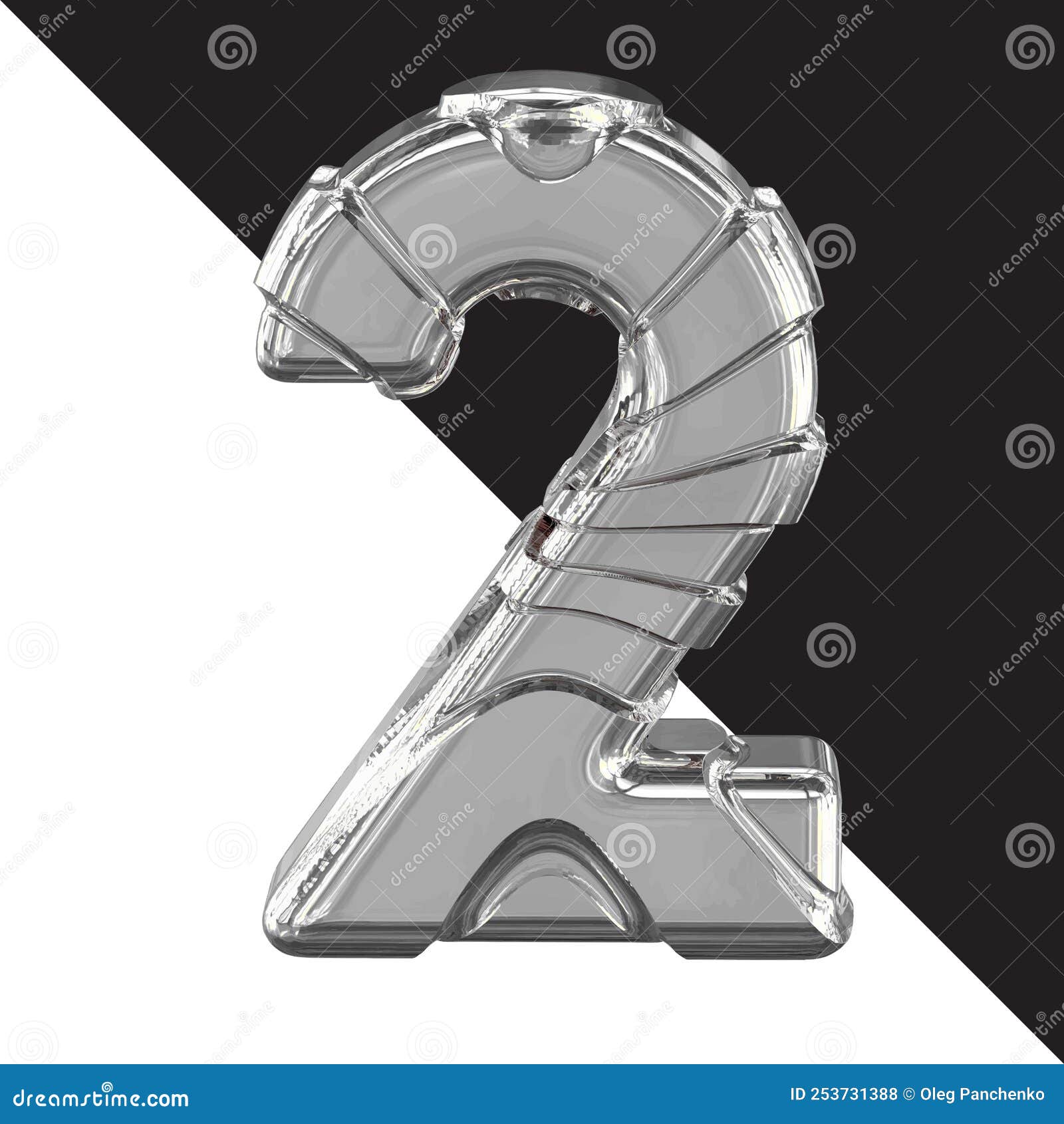 Silver 3d Symbol with Straps. Number 2 Stock Vector - Illustration of ...