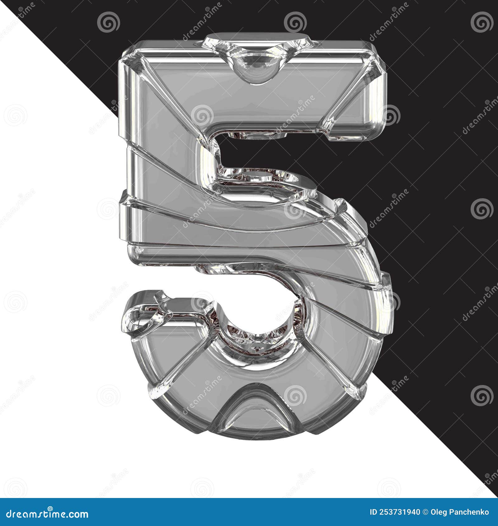Silver 3d Symbol with Straps. Number 5 Stock Vector - Illustration of ...