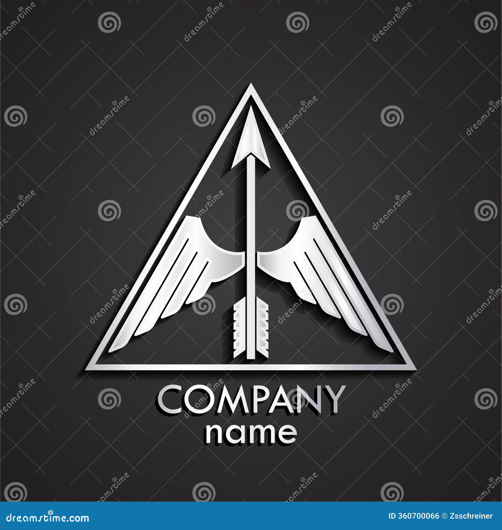3d Silver Winged Arrow Triangle Logo Vector Illustration ...