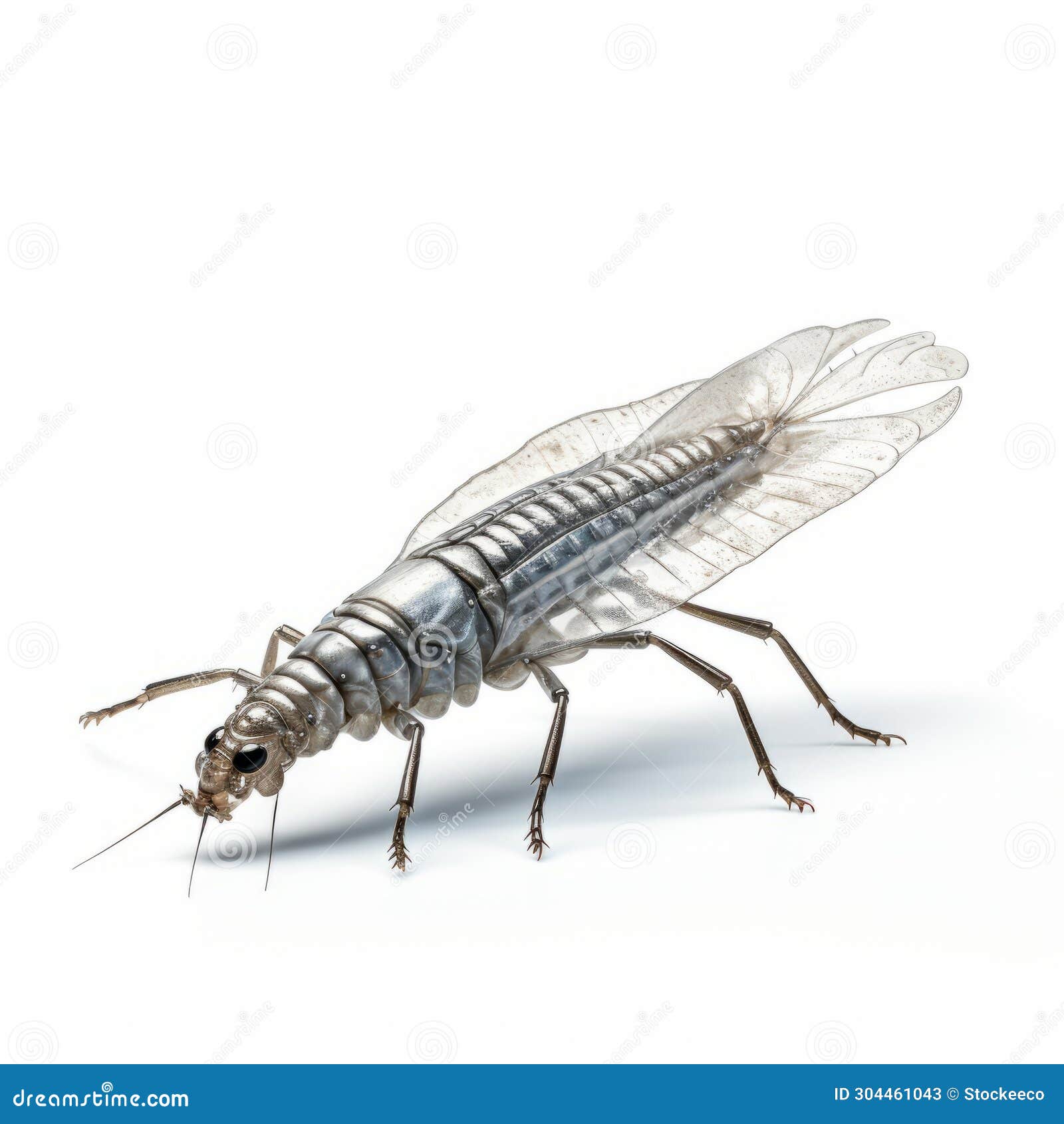 3d Silverfish Insect on White Background Stock Illustration ...