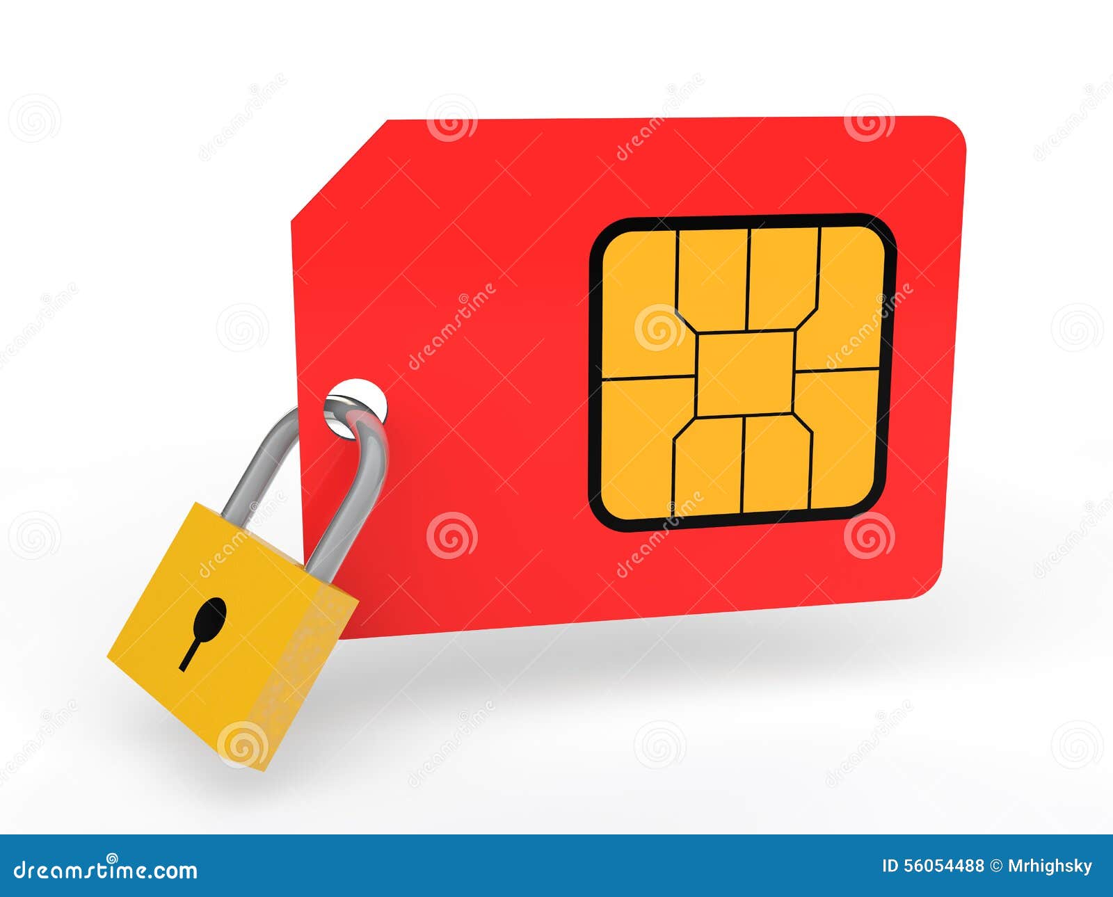 3d SIM card with padlock stock illustration. Illustration of card ...