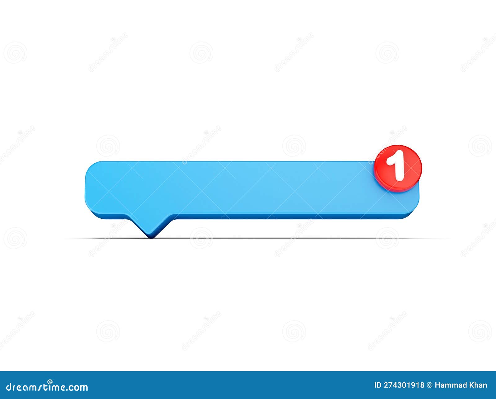 3d Simple Blue Chat Box Icon, One New Message Notification Icon on ...