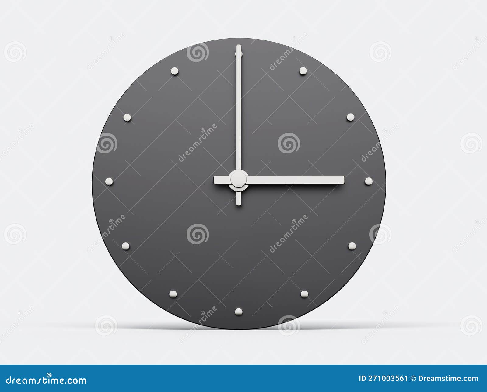 3d Simple Gray Round Wall Clock, 3 O Clock Three O Clock on White ...