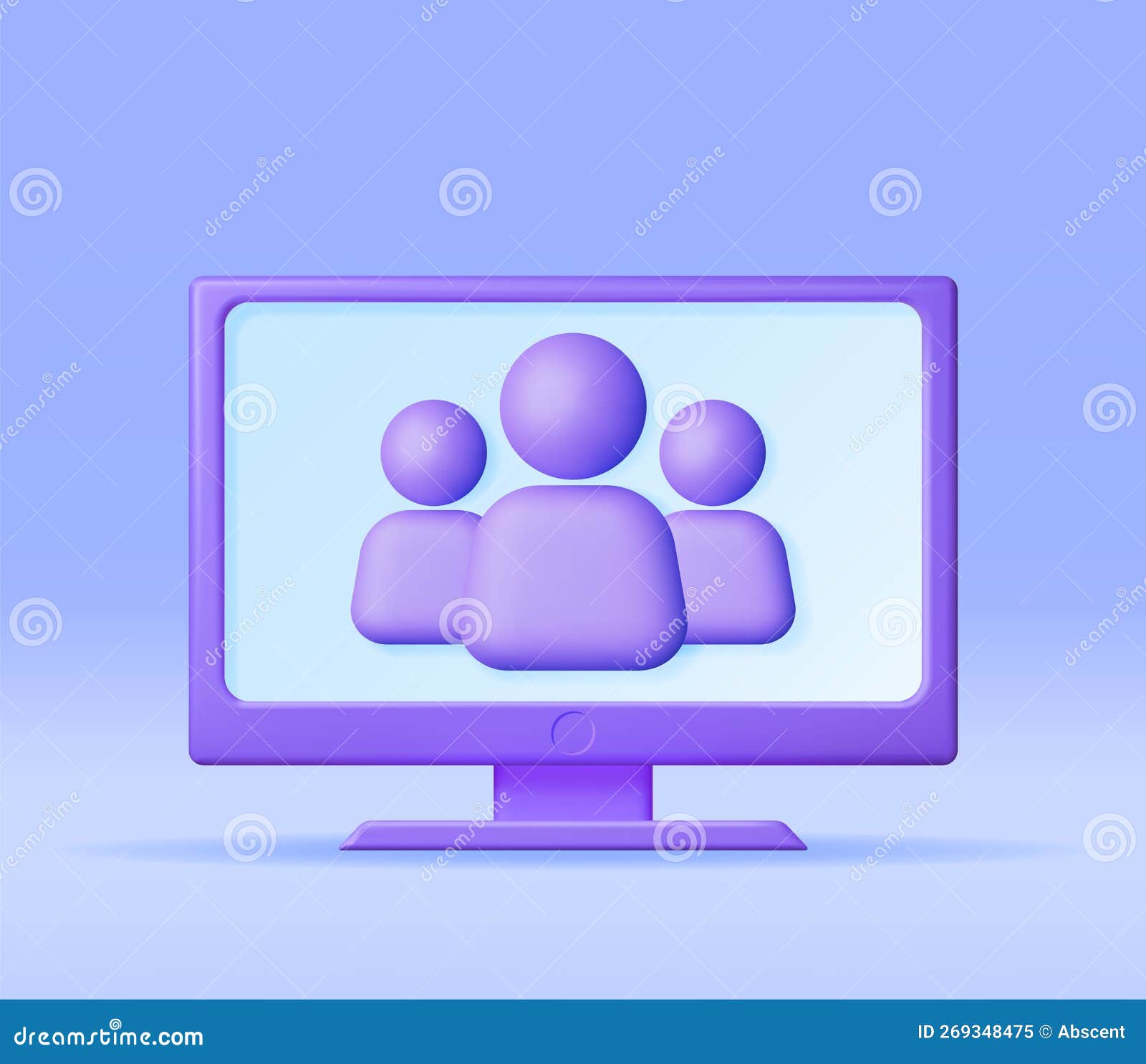 3D Simple Group User Icon in Computer Stock Vector - Illustration of ...