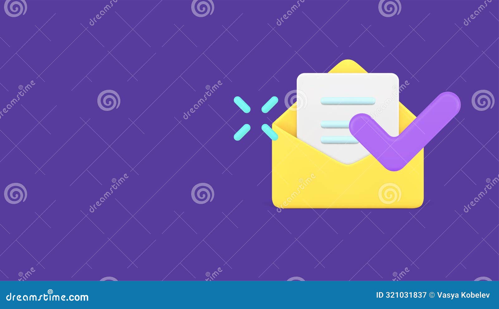 3d Simple Icon Message Received Open Envelope with Blank Letter and ...