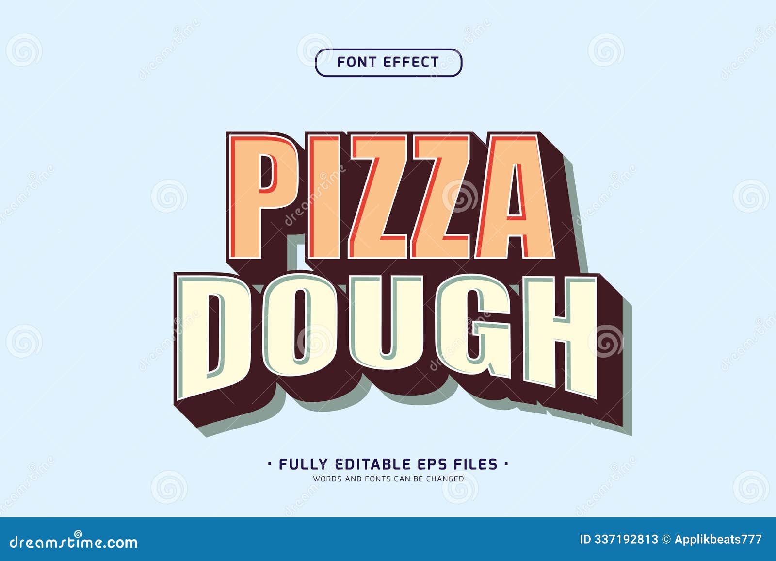 3d Simple Minimalist Font Style with Pizza Dough Text Editable Text ...